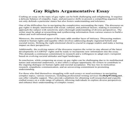 Gay Rights Argumentative Essay | PDF