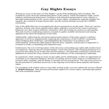 Gay Rights Essays. LGBTQ Community in America - Essay - Free Essay ...