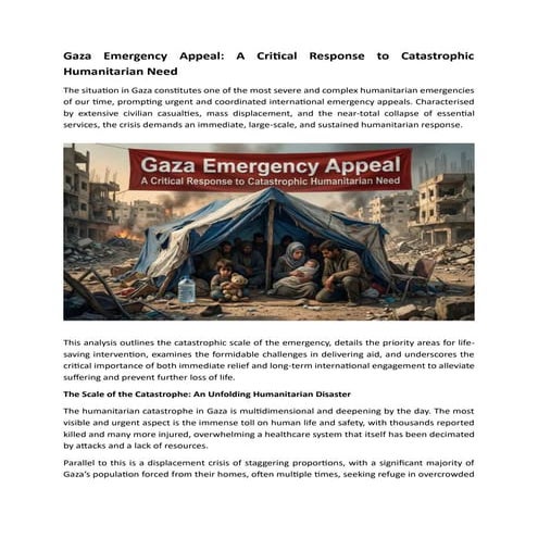 Gaza Emergency Appeal A Critical Response to Catastrophic Humanitarian ...