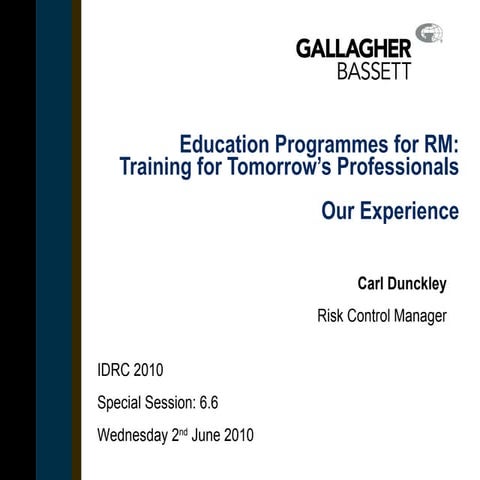Education Programmes for RM: Training for Tomorrow's Professionals | PPT