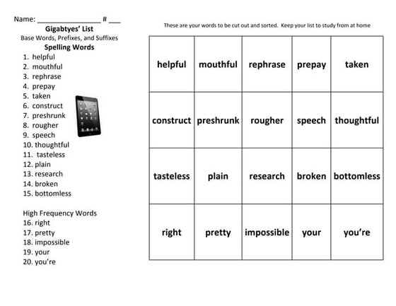Mb base words, prefixes, suffixes | PPT