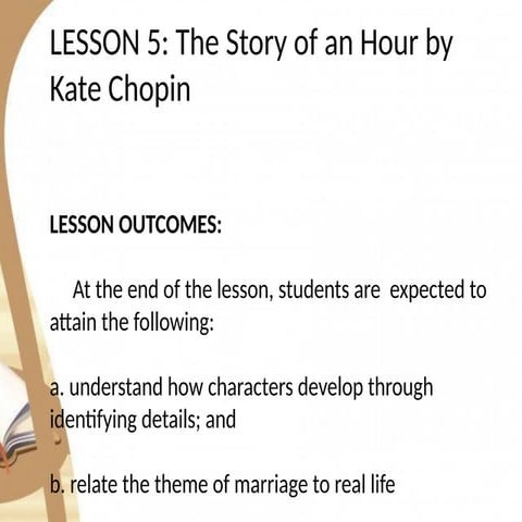 Great Book - The Story of an Hour by Kate Chopin | PPT