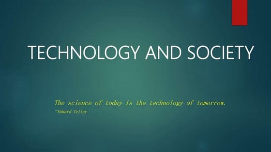 Impact of Technology on Society | PPT