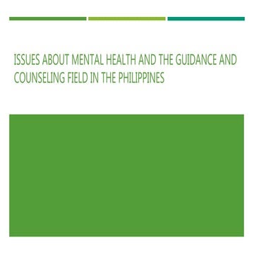 Issues about mental health and the Guidance and Counseling field in the ...