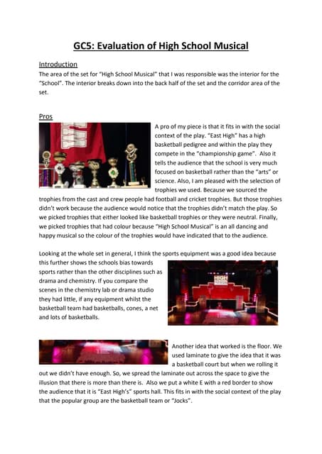 Material List for High School Musical | DOCX