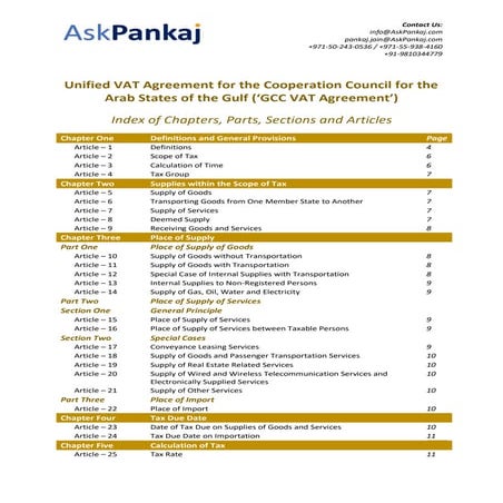 GCC VAT Agreement (with Index) | PDF