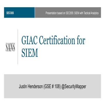 GCDA - GIAC Certificated Detection Analyst | PPTX