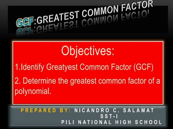 Greatest Common Factor | PPT
