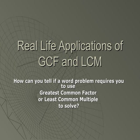 Gcf and lcm (1) | PPT