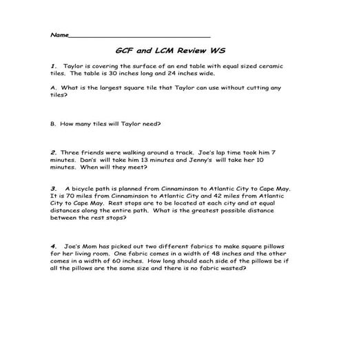 Gcf and lcm word problems tips | PPT