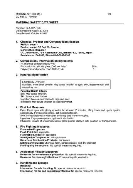 MSDS FLEXCEED Light Body Catalyst - Dental Impression Material | PDF