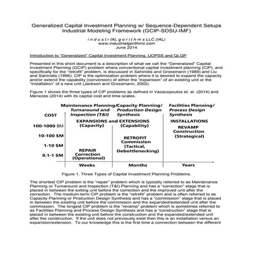 Generalized Capital Investment Planning w/ Sequence-Dependent Setups ...