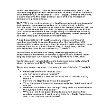 10- TIVA total intravenous anesthesia for anesthesia | PPTX