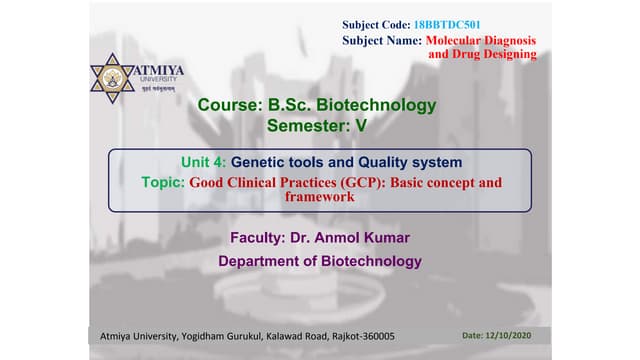 Good Clinical Practice (GCP) | PPTX