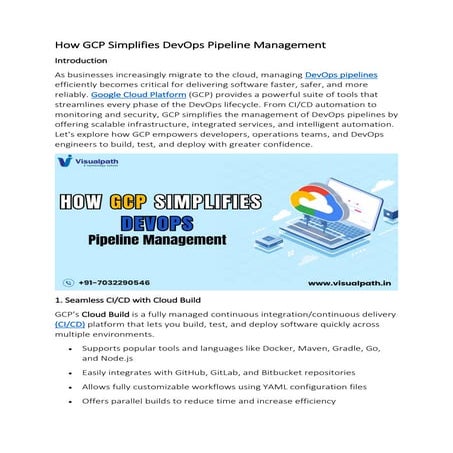 GCP DevOps Certification Training | GCP DevOps Online Training | PDF