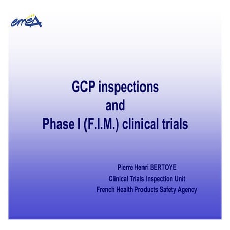 Gcp inspections and phase i clinical trials | PDF