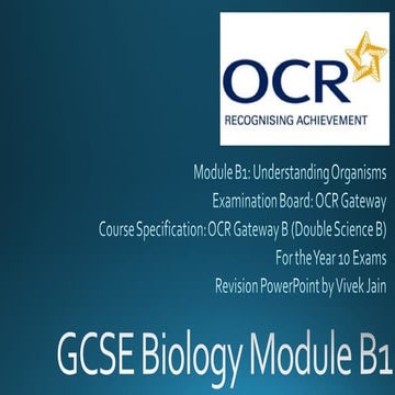 OCR Gateway GCSE Biology Module B1 - Double Science | PPT
