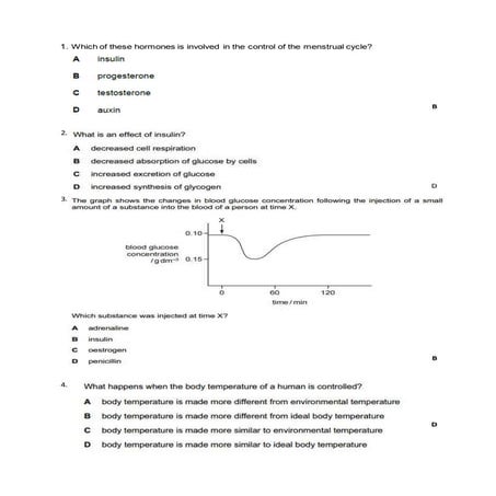 Gcse exam about endocrine system | DOCX