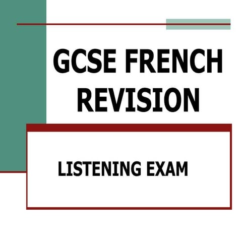 Gcse French Revision Speaking | PPT