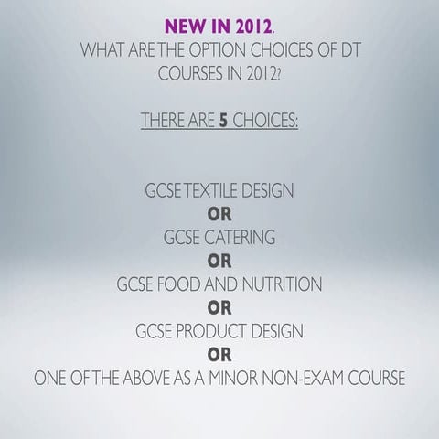 GCSE DT SIS Options Slideshow 2012 | KEY | Secondary Education | Education