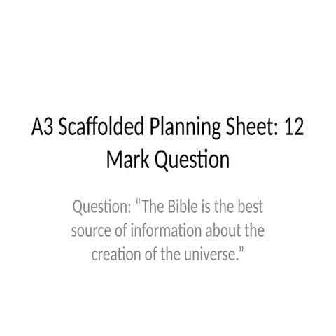 GCSE Planning Sheet - 12 mark question on The Bible | PPTX