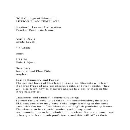 GCU College of EducationLESSON PLAN TEMPLATESection 1 Lesso.docx