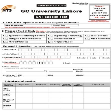 Government College University Lahore (GAT General Special Test) 2014 ...