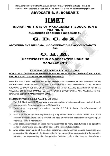 G.D.C.&A. and C.H.M.- JOB & CAREER ORIENTED GOVERNMENT COURSES. | DOC