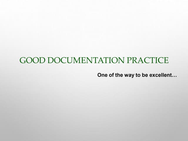 Good documentation practices | PPTX