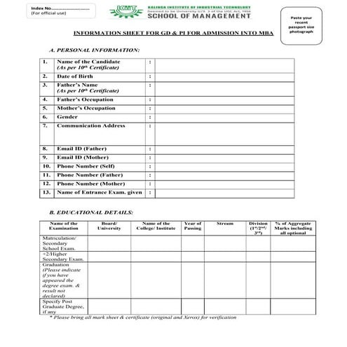 Group Discussion & PI Form Kittee university | PDF