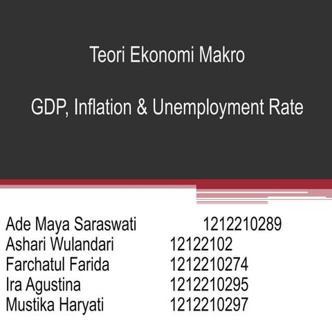 Gdp, inflation & unemployment rate | PPTX