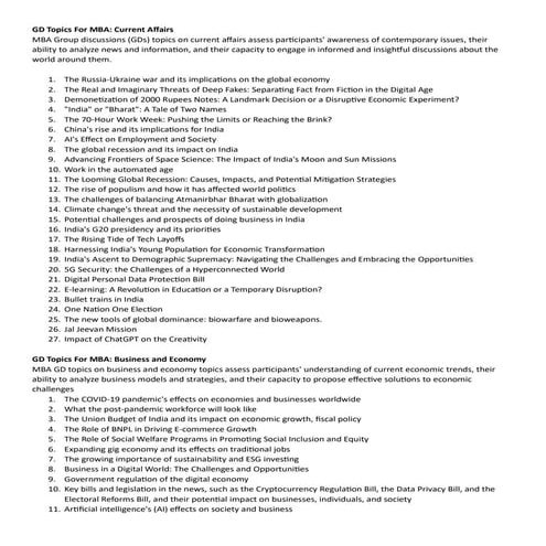 some potential GD PI topics for 2024, categorized into different ...