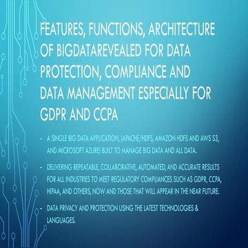 Gdpr ccpa automated compliance - spark java application features and functions of -- big ...