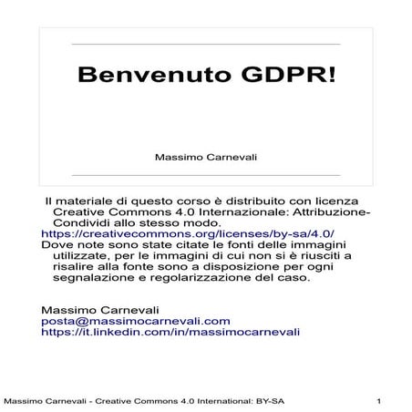 Benvenuto GDPR | PDF