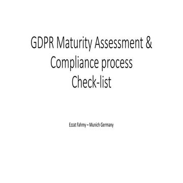 GDPR compliance process and maturity/readiness assessment checklist | PPTX