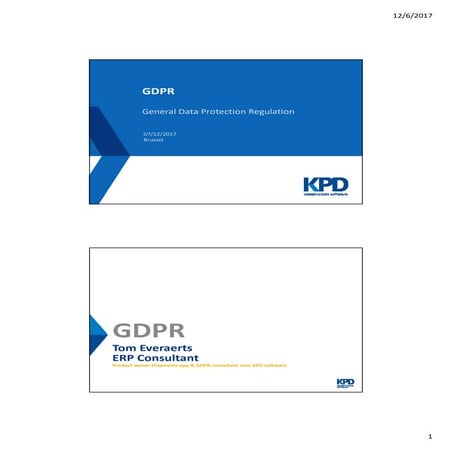 GDPR @KPD door Tom Everaerts | PDF