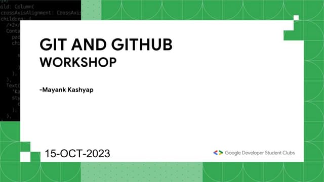 Gdsc23 Github Workshop Presentation Pptx
