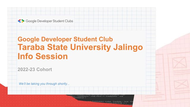 Google Developer Group(GDG) On Campus Info Session PPT 2024 | PPTX