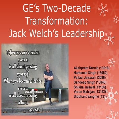 Two Decade Transformation Jack Welch - Ge | Ppt