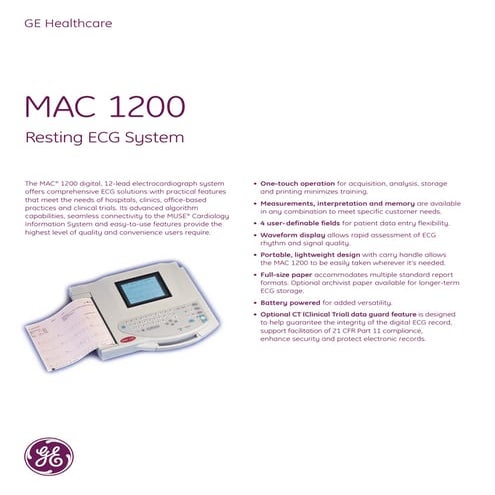 Ge mac1200 ekg machines | PDF
