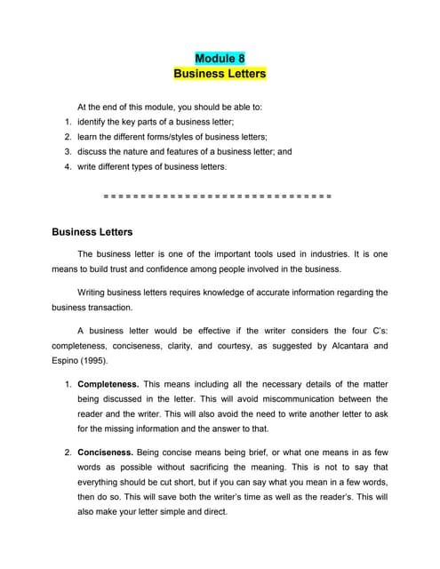 Optional parts of business letter | PPTX