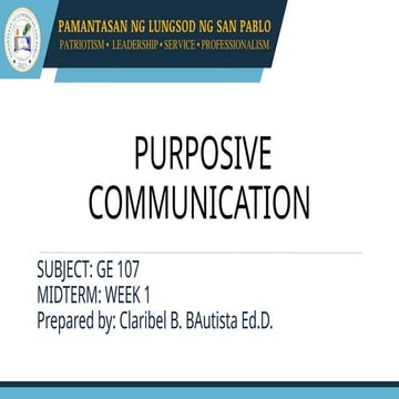 GE 107 week 1 PPT. Types , Process and Definition of Communication | PPTX