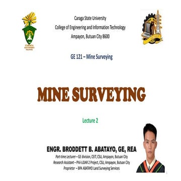 Ge 121 lecture 2 (MINE SURVEYING) by: Broddett Bello abatayo | PDF