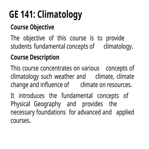 Lesson notes of climatology university. | PPTX