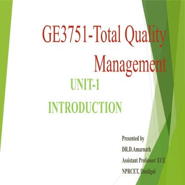 UNIT -1 total quality managament PPT- GE3752 | PPTX