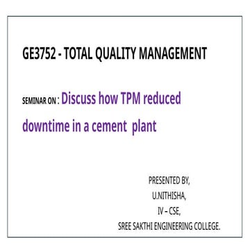 Key principles of TQM include customer focus, total employee ...
