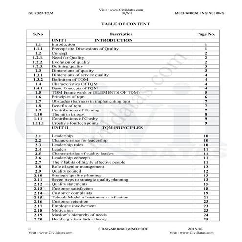 Ge 6757 total quality management (tqm) | PDF