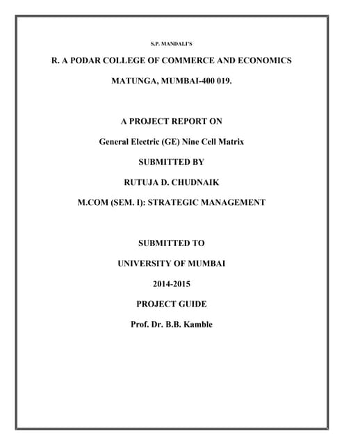 Ge nine(9) cell matrix | PPT