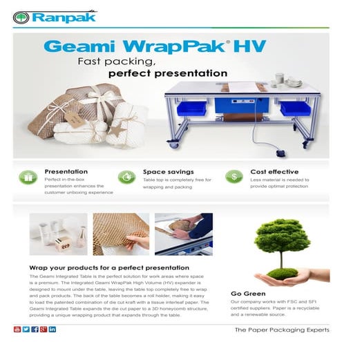Ranpak Geami WrapPak HV integrated packing bench | PDF