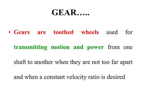 Theory of Machine and Mechanisms (Gears) | PPTX | Physics | Science